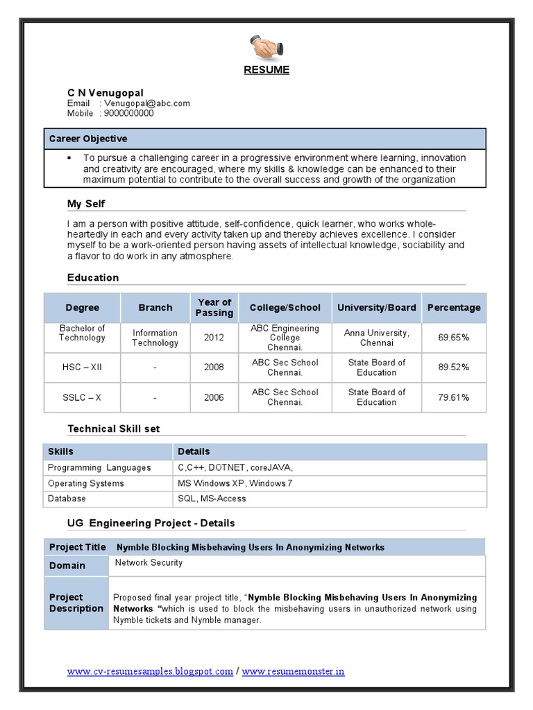Information Technology CV Template Download | Communication | Computing