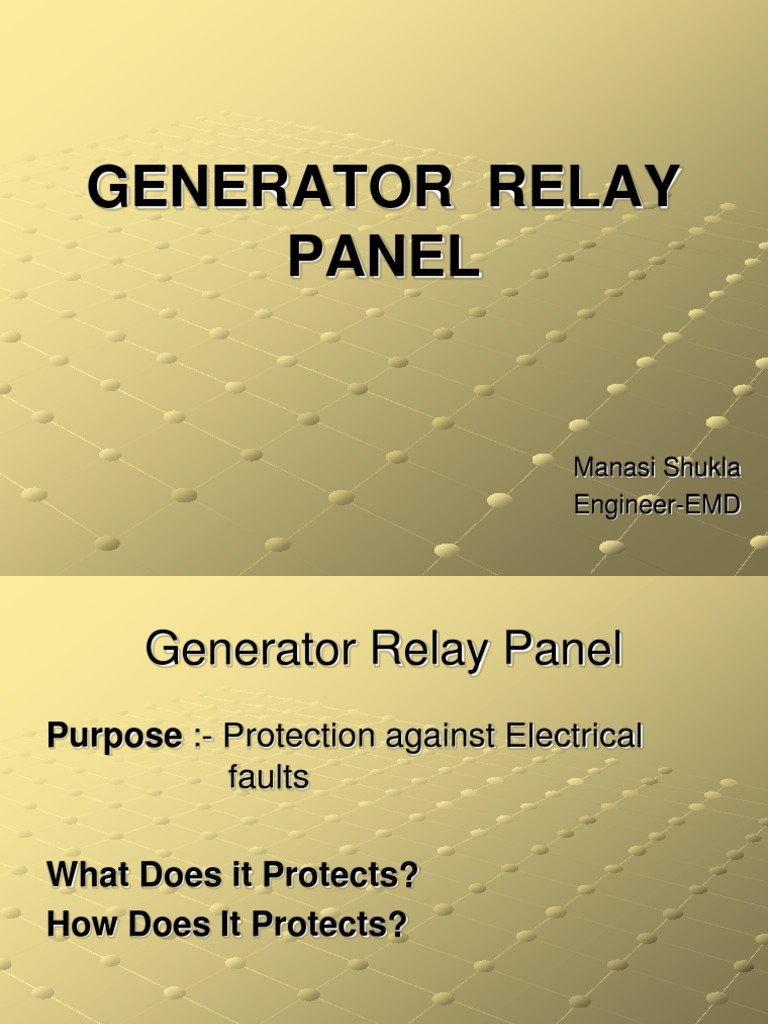 A Comprehensive Overview of Generator Relay Panel Protections and the ...