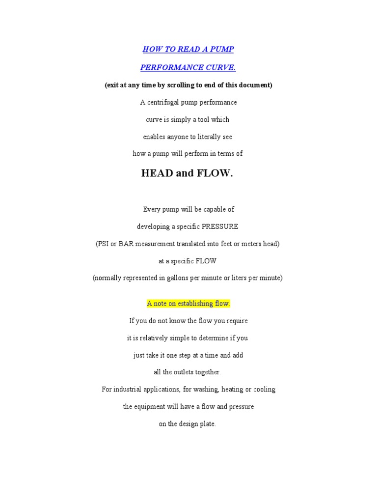 How To Read A Pump | PDF | Pressure | Flow Measurement