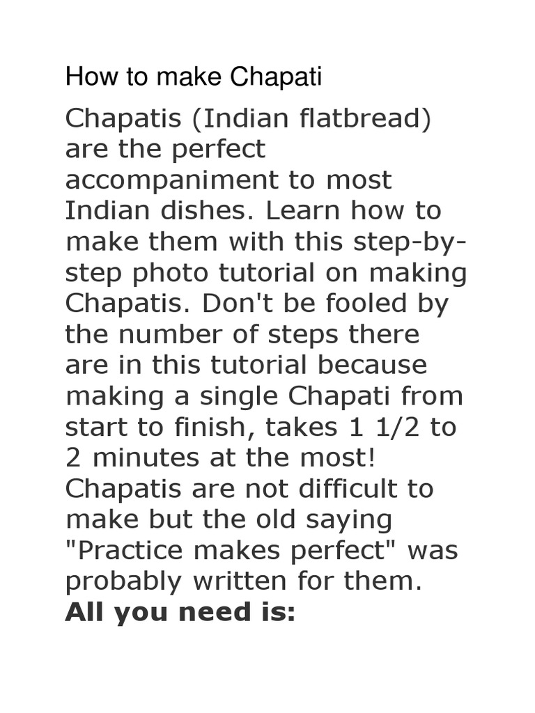 How To Make Chapati | PDF | Dough | Food And Drink