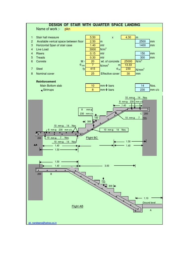 Design of Stair With Quarter Space Landing | PDF | Stairs | Civil ...