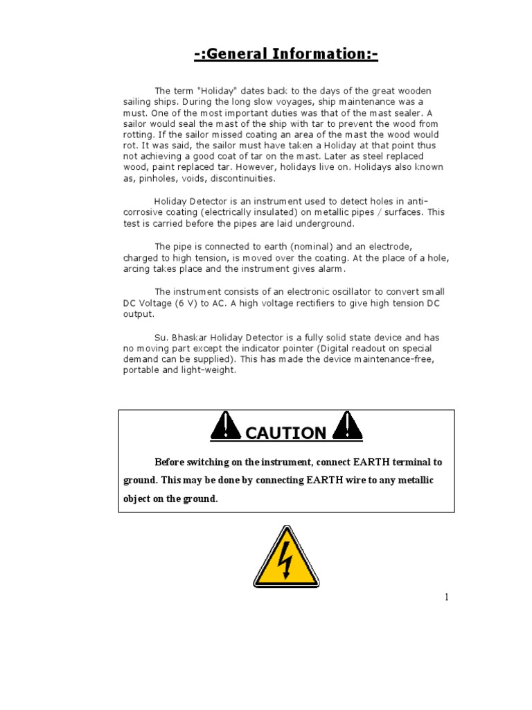 Holiday Detector Guide | PDF | Battery Charger | High Voltage