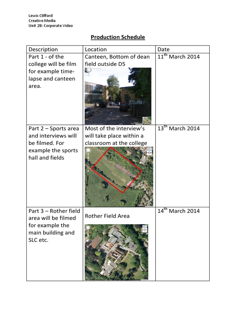 Corporate Video Production Schedule | PDF