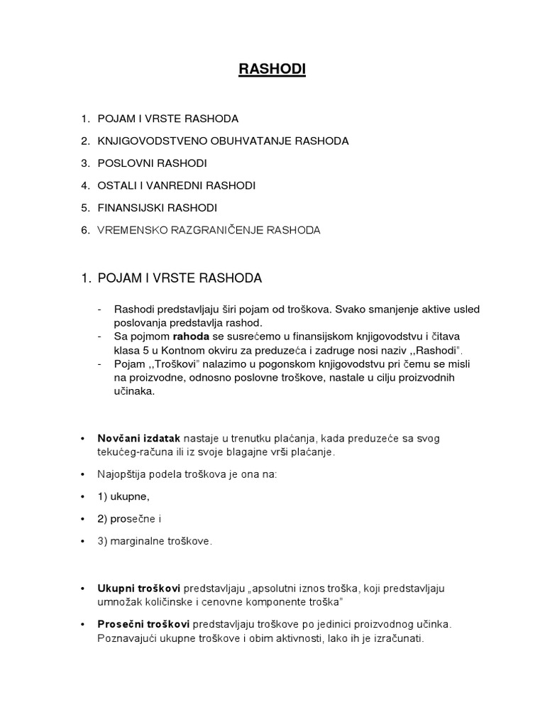 RASHODI Predavanja | PDF