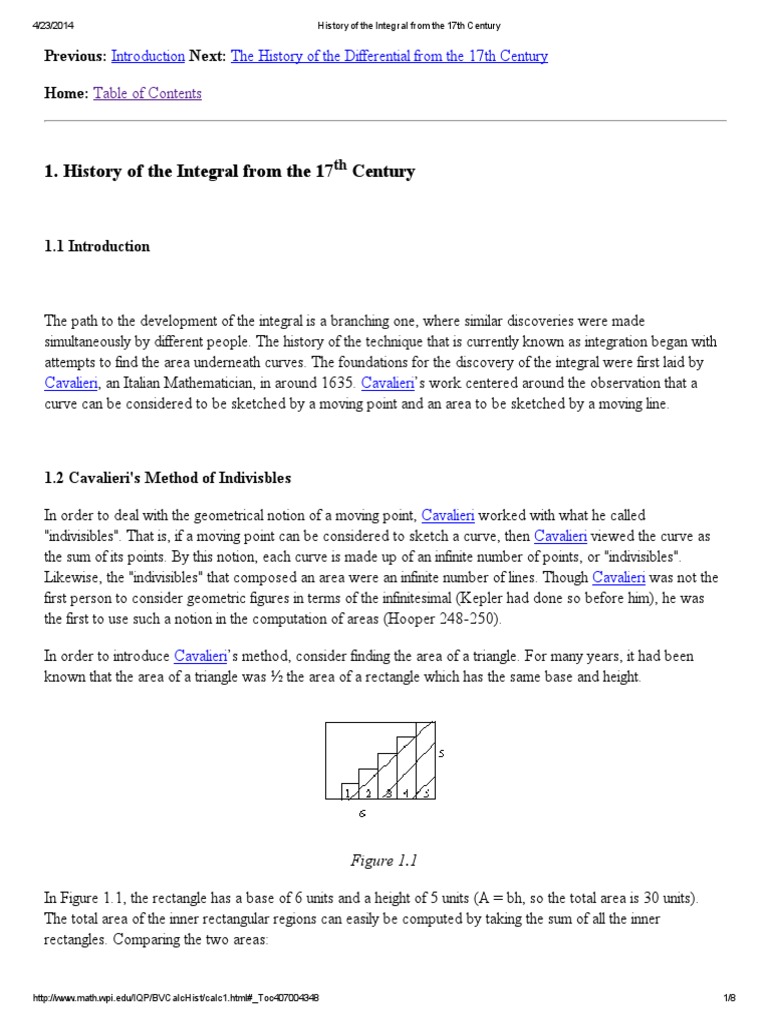 History of The Integral From The 17th Century | PDF | Integral | Calculus