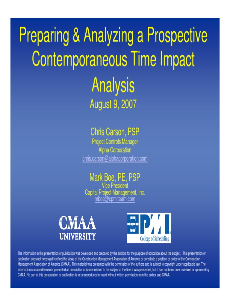 Prospective Time Impact Analysis | PDF | Business
