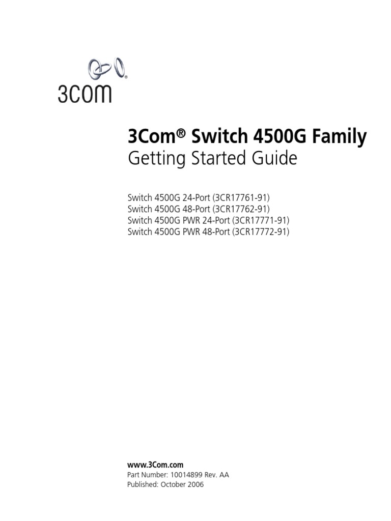 3com Switch 4500G Getting Started Guide | PDF | Ip Address | Network Switch