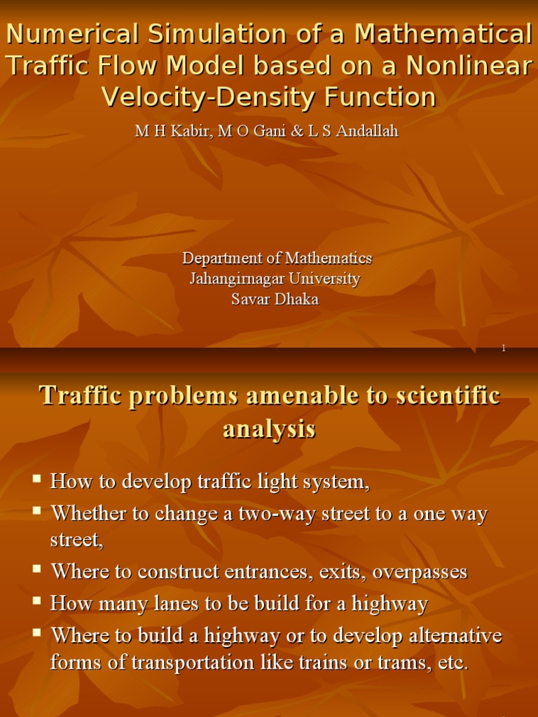 Numerical Simulation Of A Mathematical Traffic Flow Model Based On A
