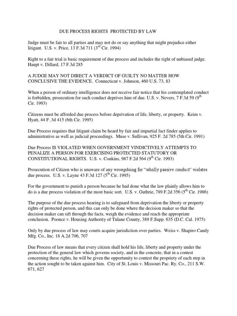 Due Process Rights Protected by Law | Due Process Clause | Due Process