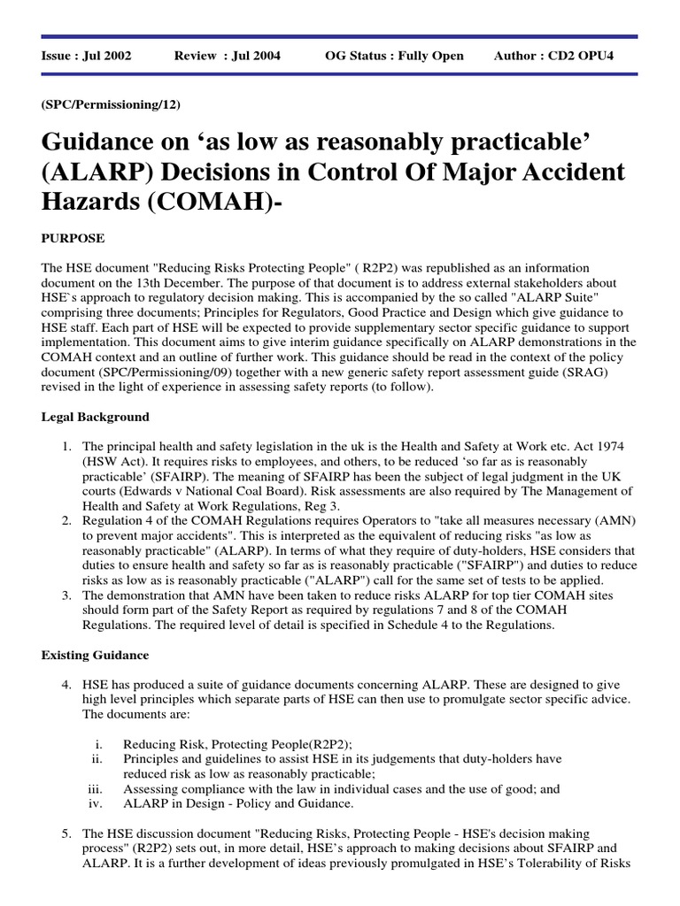 Alarp-Comah 2003 | PDF | Risk Assessment | Cost–Benefit Analysis Alarp-Comah 2003 | PDF | Risk Assessment | Cost–Benefit Analysis
