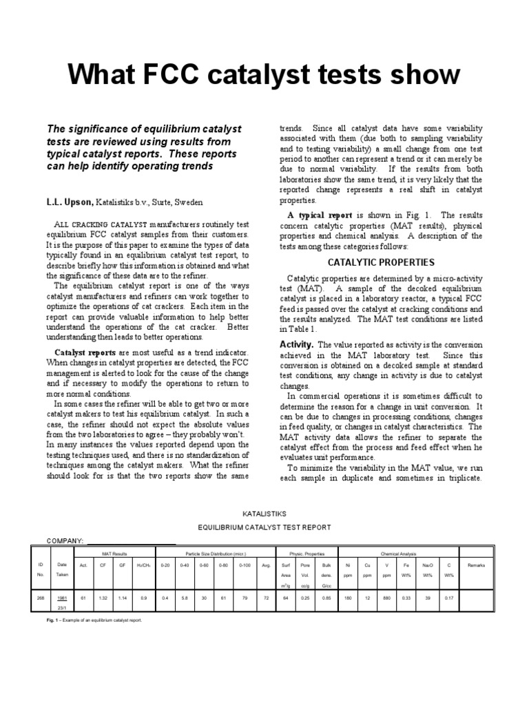 What FCC Catalyst Tests Show | PDF | Cracking (Chemistry) | Catalysis