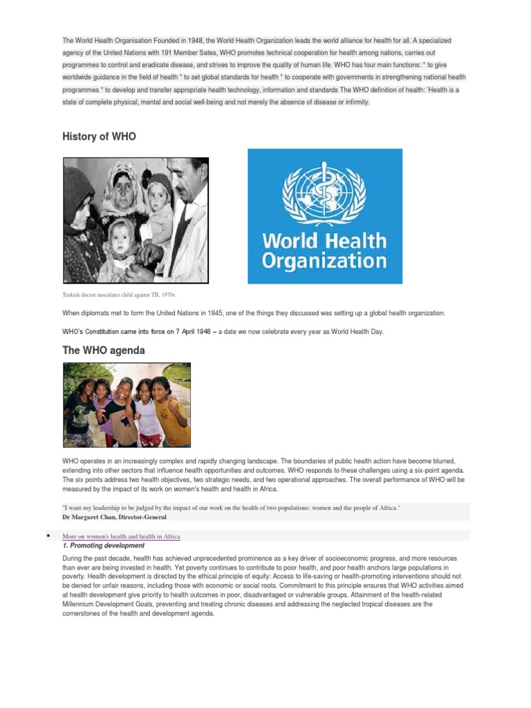 WHO's Global Health Initiatives | PDF | World Health Organization | Unicef
