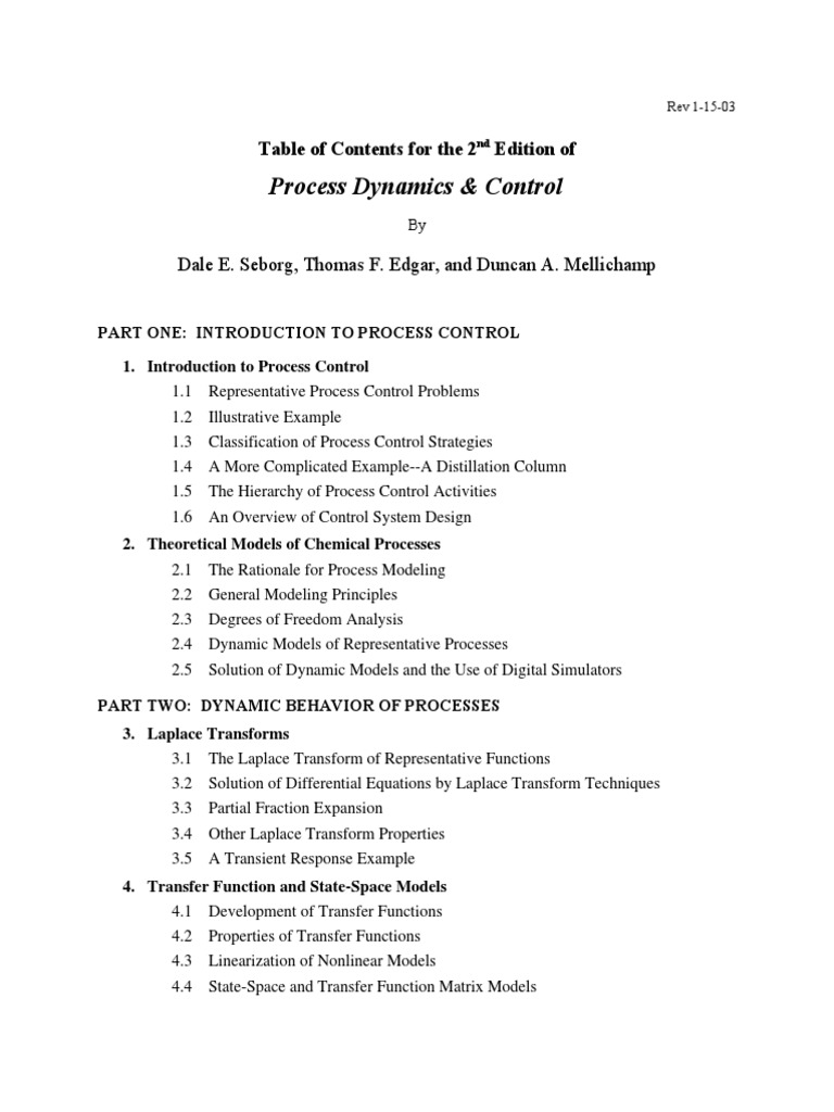 Process Dynamics & Control: Dale E. Seborg, Thomas F. Edgar, and Duncan ...