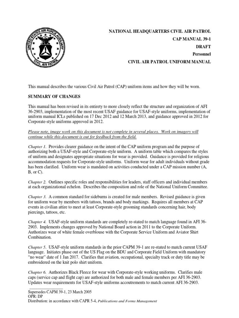 CAP Uniform Manual - 12/31/2013 | PDF | Civil Air Patrol | United ...