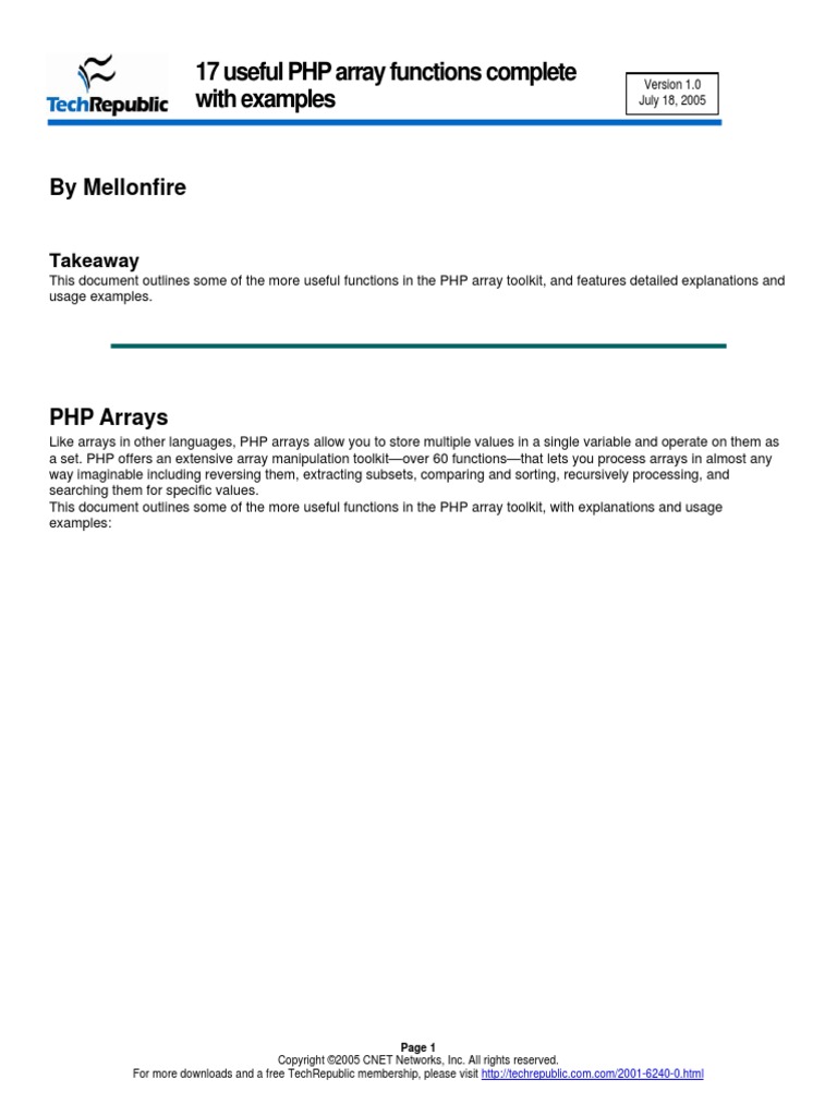 Php Array Functions Pdf Array Data Type Array Data Structure 4495