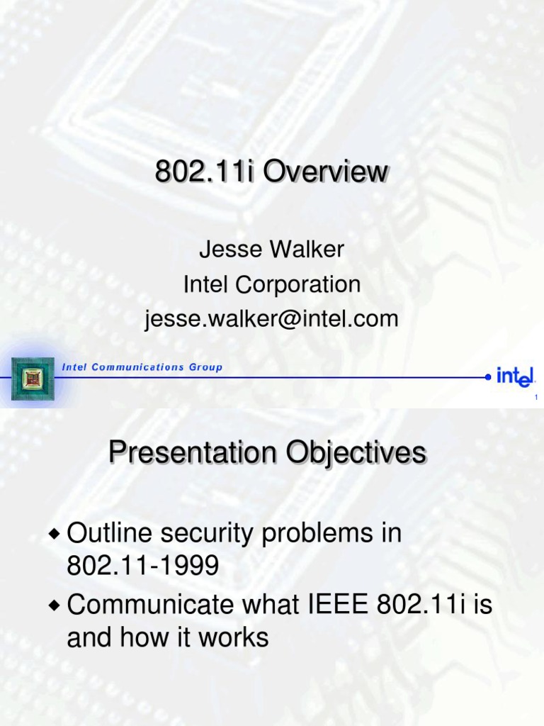 802.11i Overview: Jesse Walker Intel Corporation | PDF | Radius ...