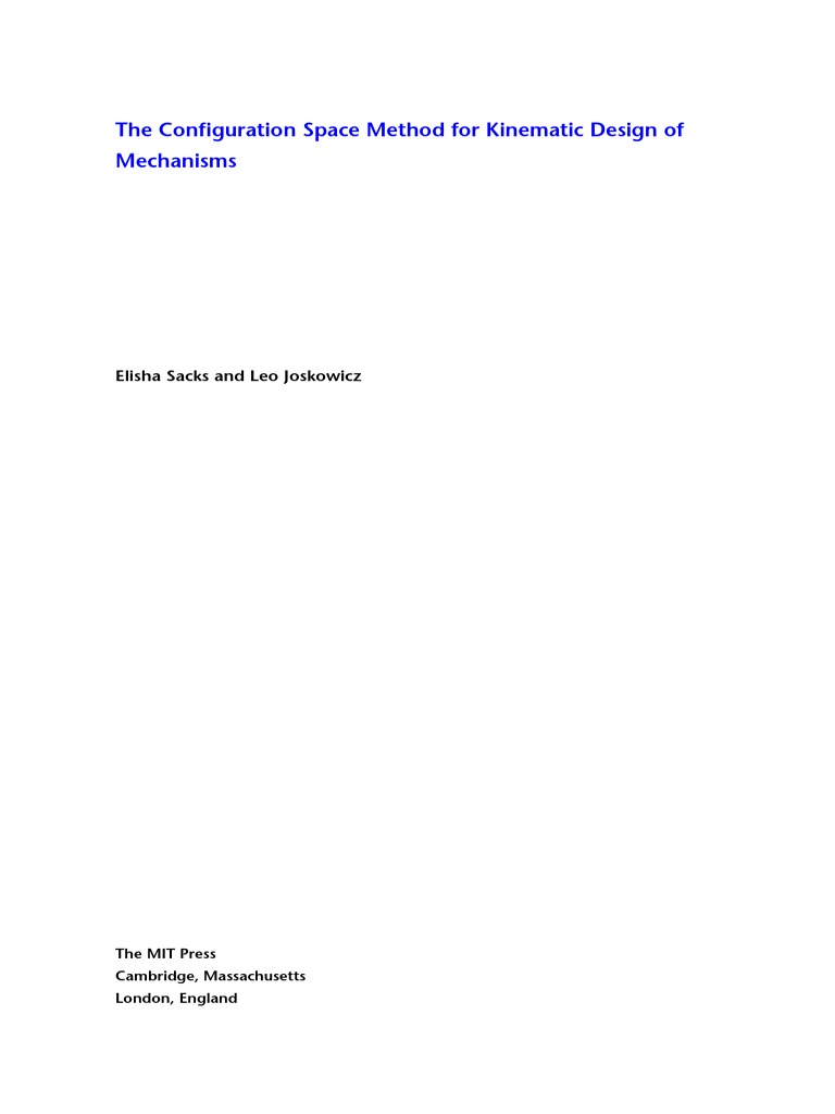 The Configuration Space Method For Kinematic Design of Mechanisms | PDF | Kinematics | Computer ...