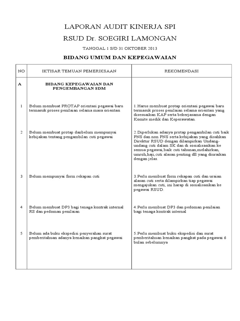 RSUD Audit Laporan | PDF