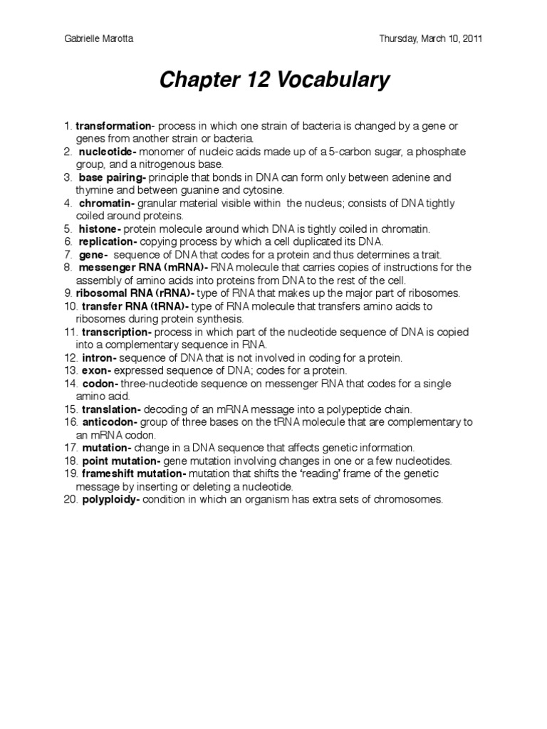 Key Genetics Vocabulary Terms | PDF | Technology & Engineering