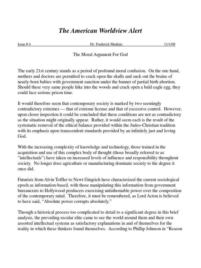 The Moral Argument For God Pdf Naturalism Philosophy God