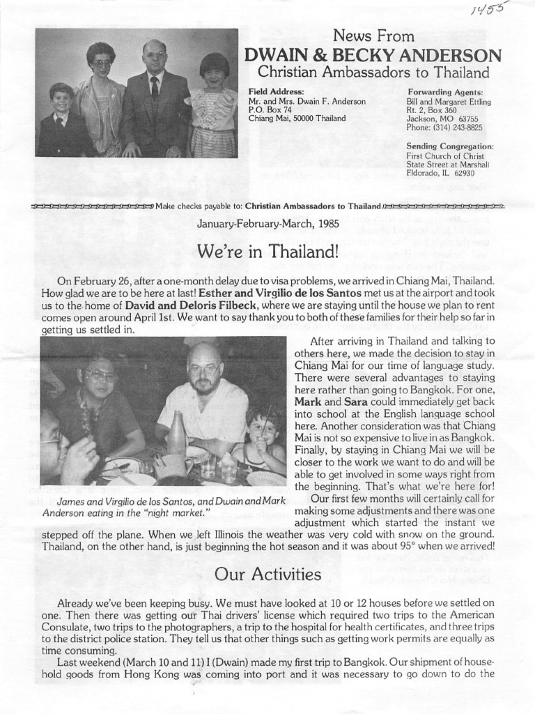 Anderson Dwain Becky 1985 Thailand | PDF | Thailand | Prayer