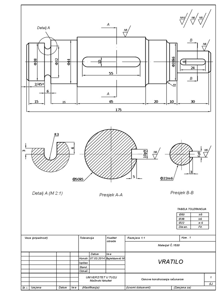 Radionicki crtez vratila