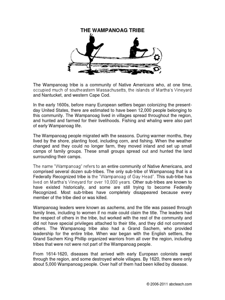 The Wampanoag Tribe | PDF | Plymouth Colony | English Colonization Of ...