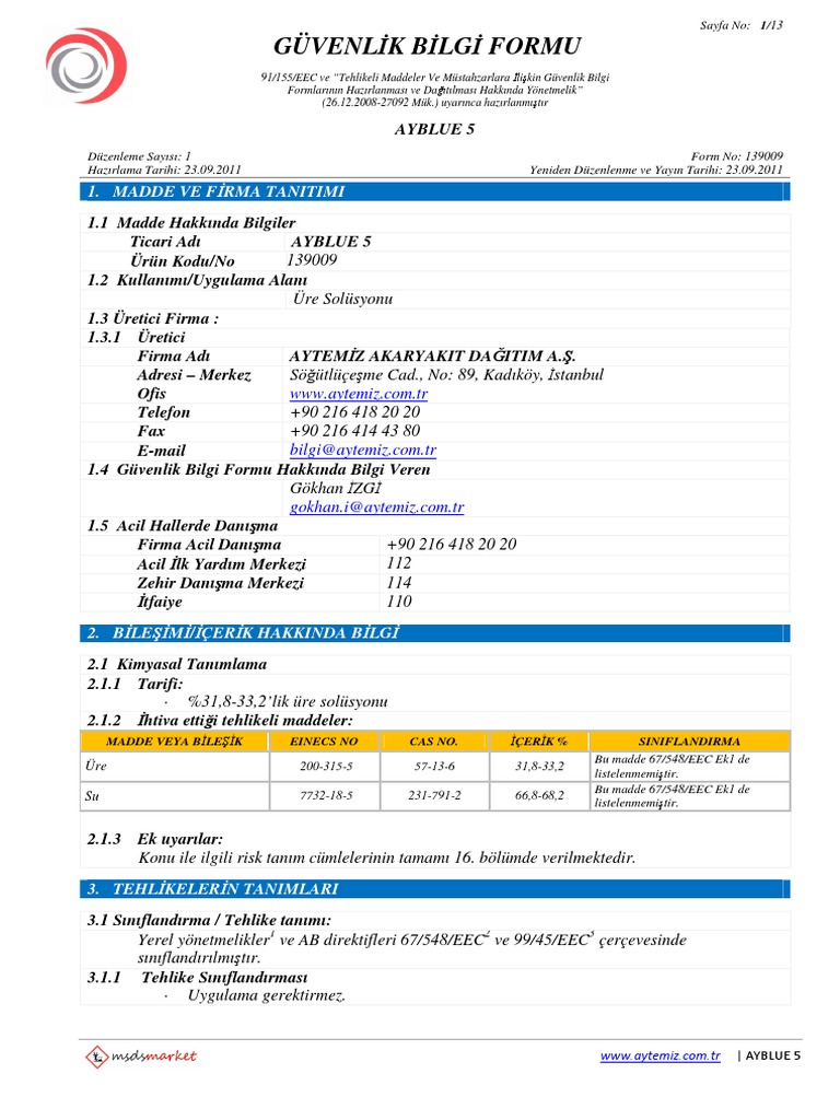 Adblue MSDS | PDF