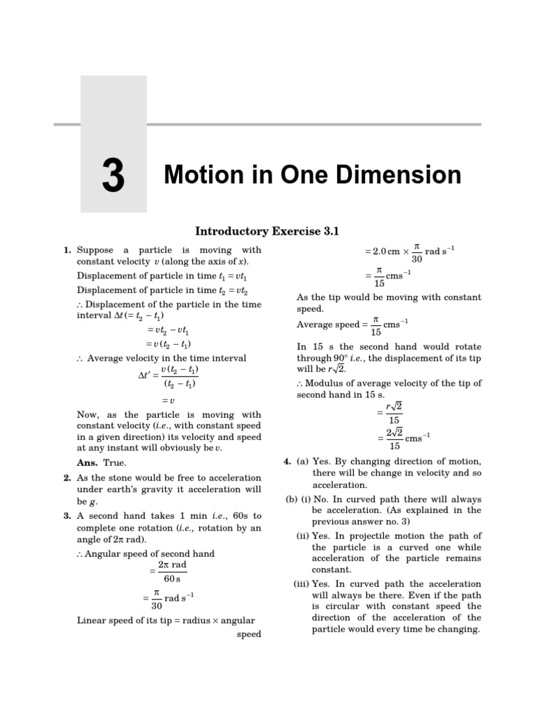 Motion in One Dimension | PDF | Acceleration | Sine