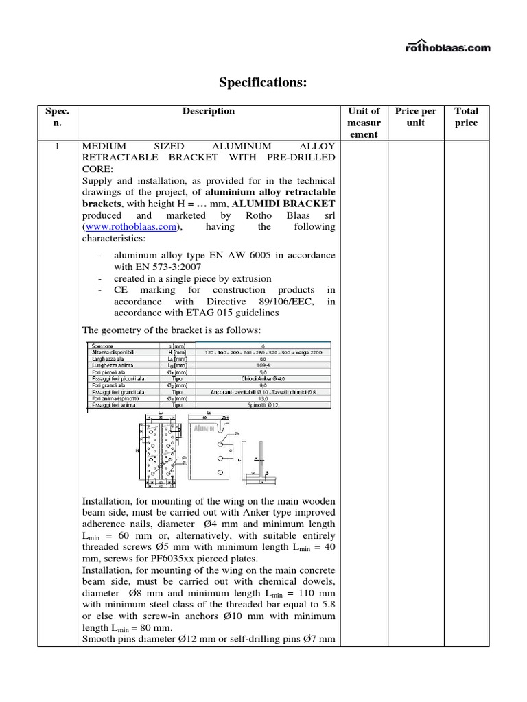 Rothoblaas - Alumidi Bracket With Holes - Item Specification - en | PDF ...