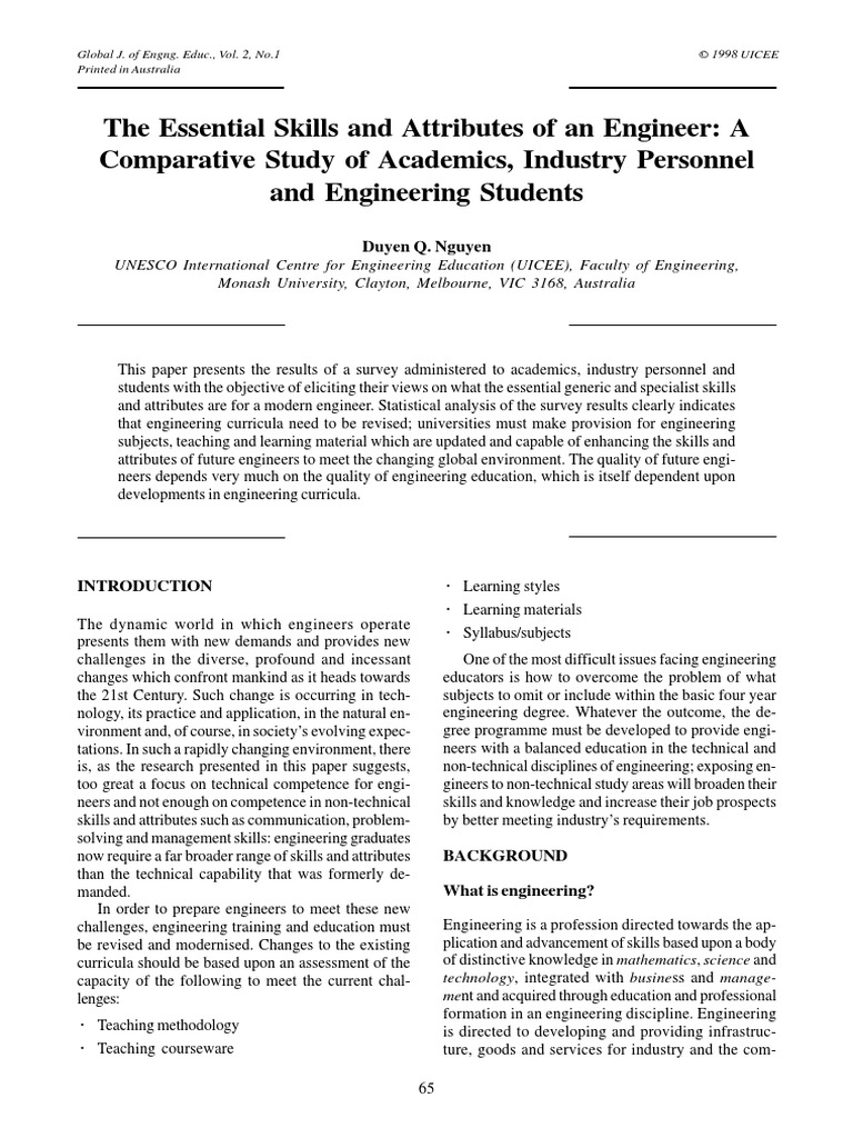 The Essential Skills and Attributes of An Engineer | PDF | Engineer ...