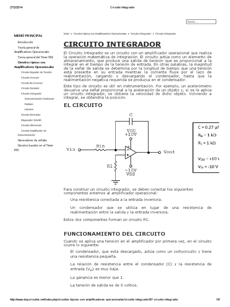 Circuito Integrador | PDF | Amplificador operacional | Condensador