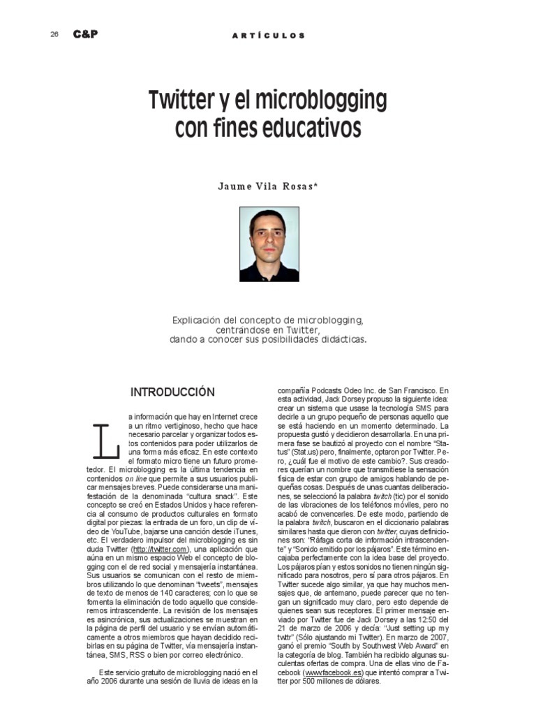 Twitter y El Microblogging Con Fines Educativos | PDF | Microblogging ...