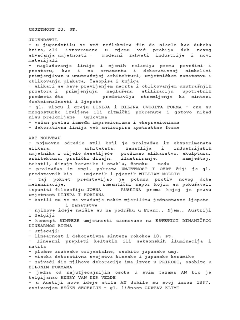 Umjetnost 20. St. (Skripta) | PDF