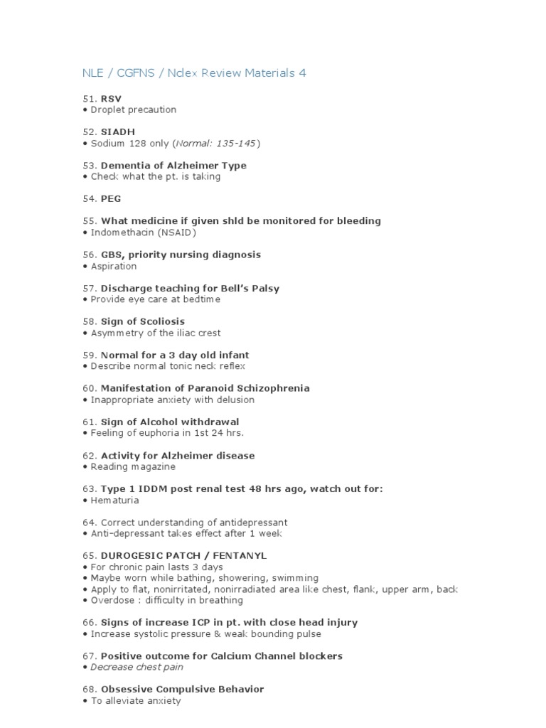 NLE - CGFNS - Nclex Review Materials 4 | PDF | Herpes Simplex | Rtt