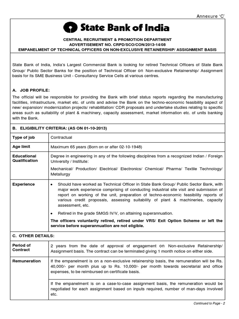 Sbi Technical Officer Advertisement English | PDF | Economies | Business