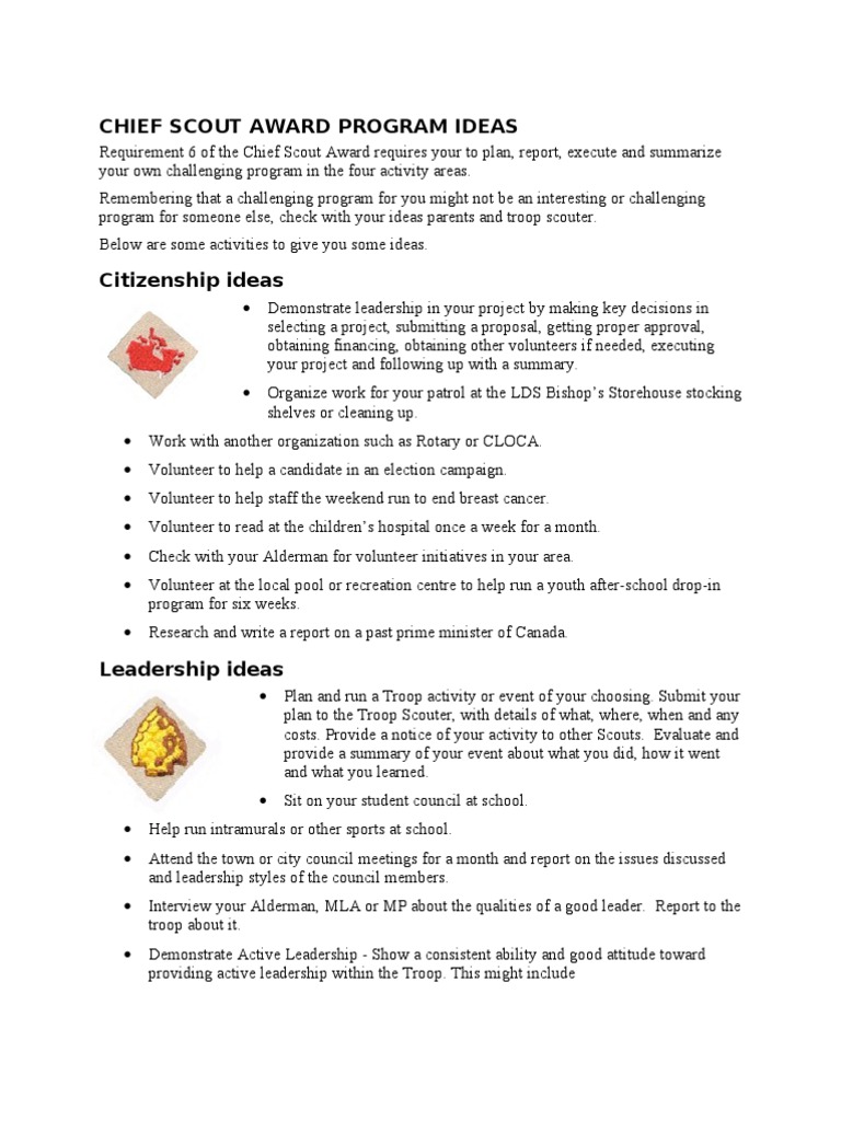 Chief Scout Ideas | PDF | Leadership | Behavior Modification