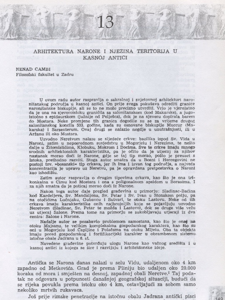 Arhitektura Narone I Njezina Teritorija U Kasnoj Antici | PDF