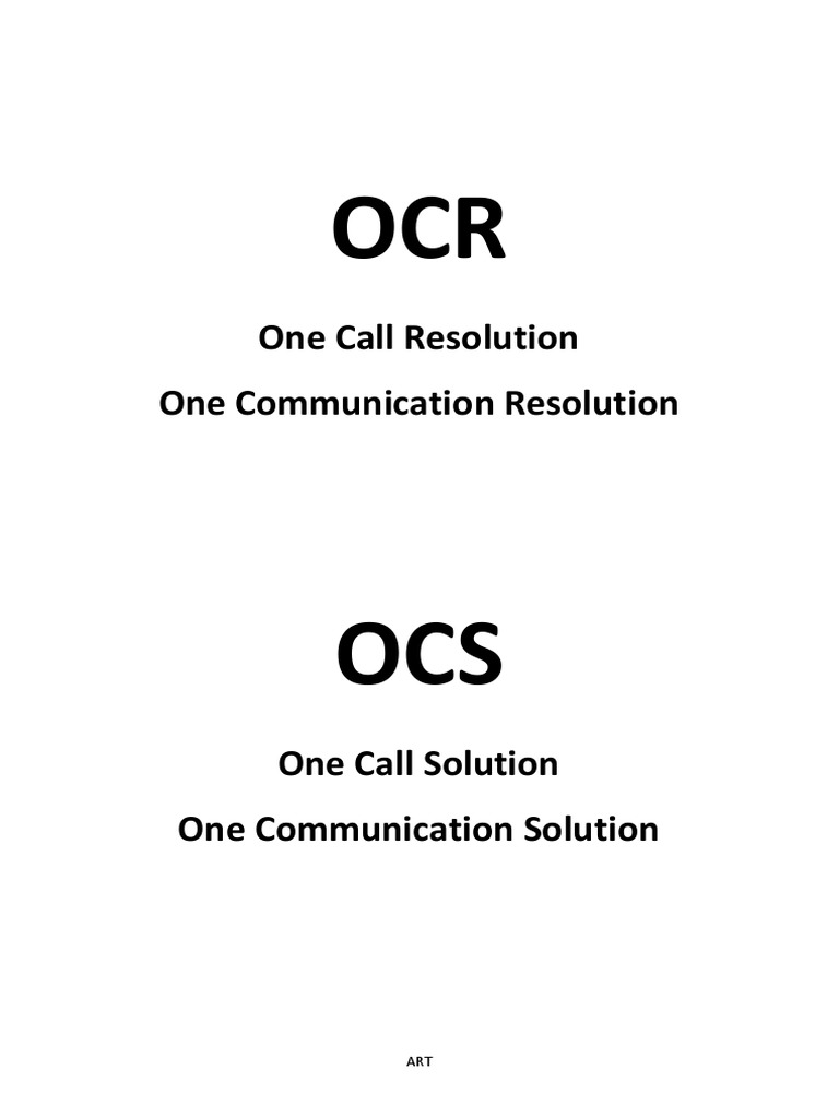 One Call Resolution One Communication Resolution | PDF