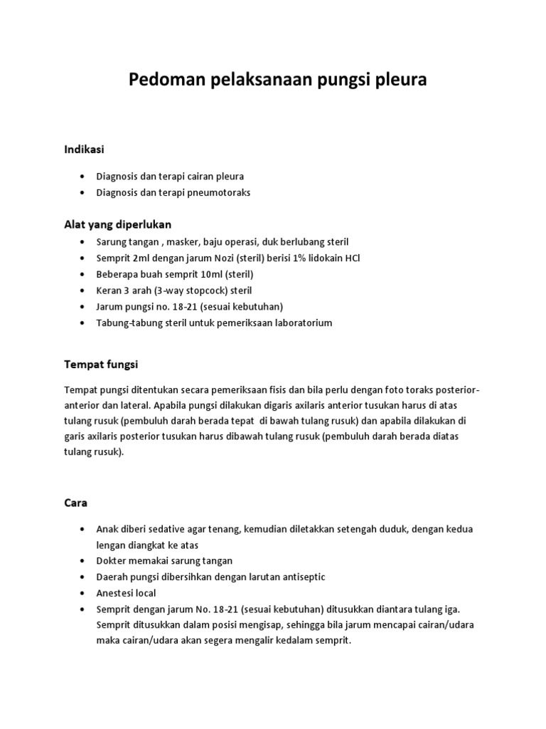 Pedoman Pelaksanaan Pungsi Pleura - 435 | PDF