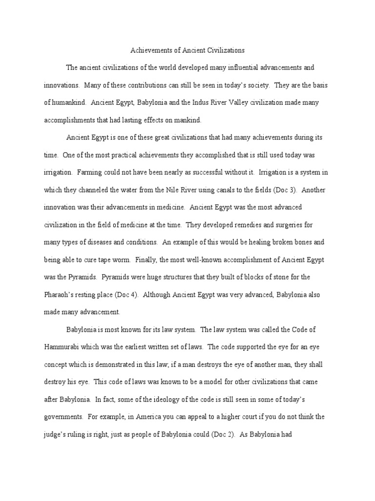 Achievements of Ancient Civilizations | PDF | Civilization