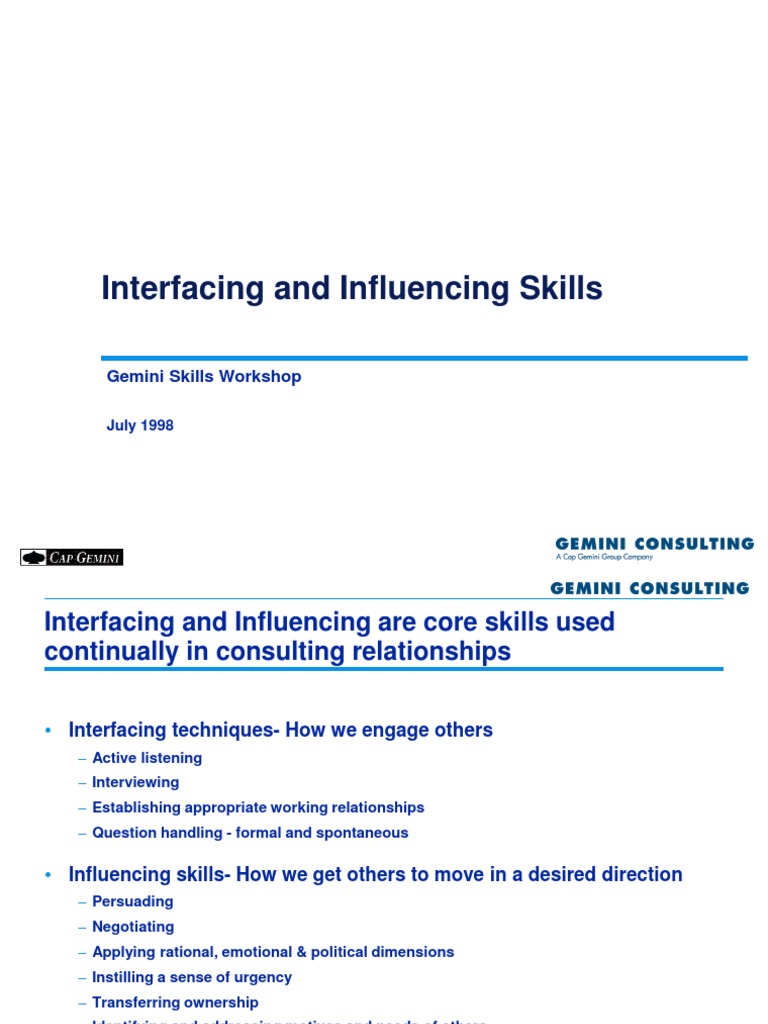 Mastering Interfacing and Influencing Skills: A Workshop on Effective ...
