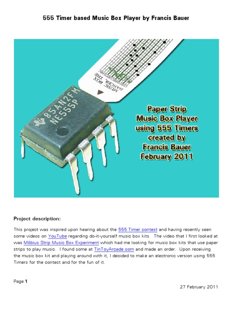 555 Timer Music Box Circuit Design | PDF | Amplifier | Resistor