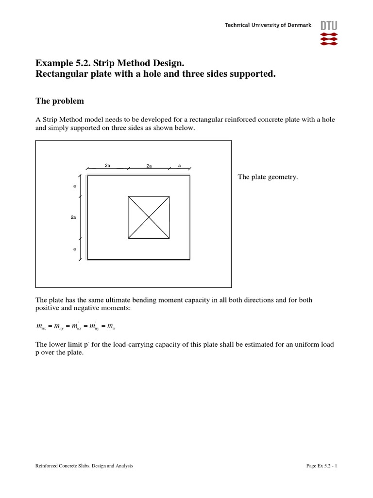 Example 5.2. Strip Method Design. Rectangular Plate With A Hole and ...