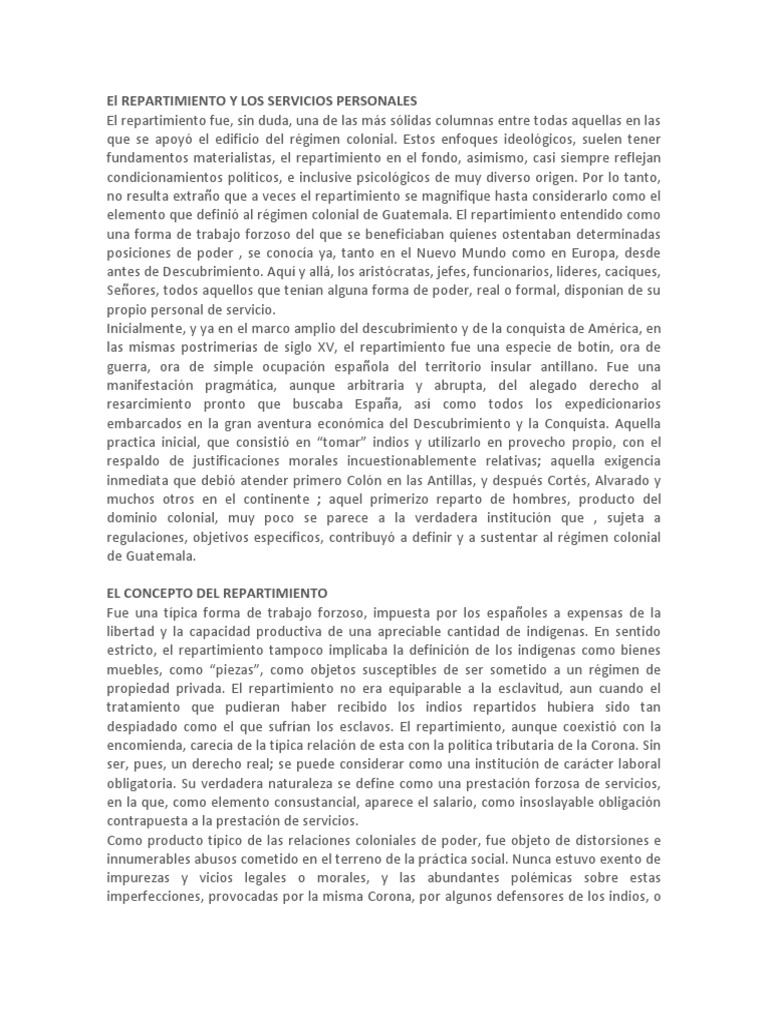 El Repartimiento en Guatemala Colonial | PDF