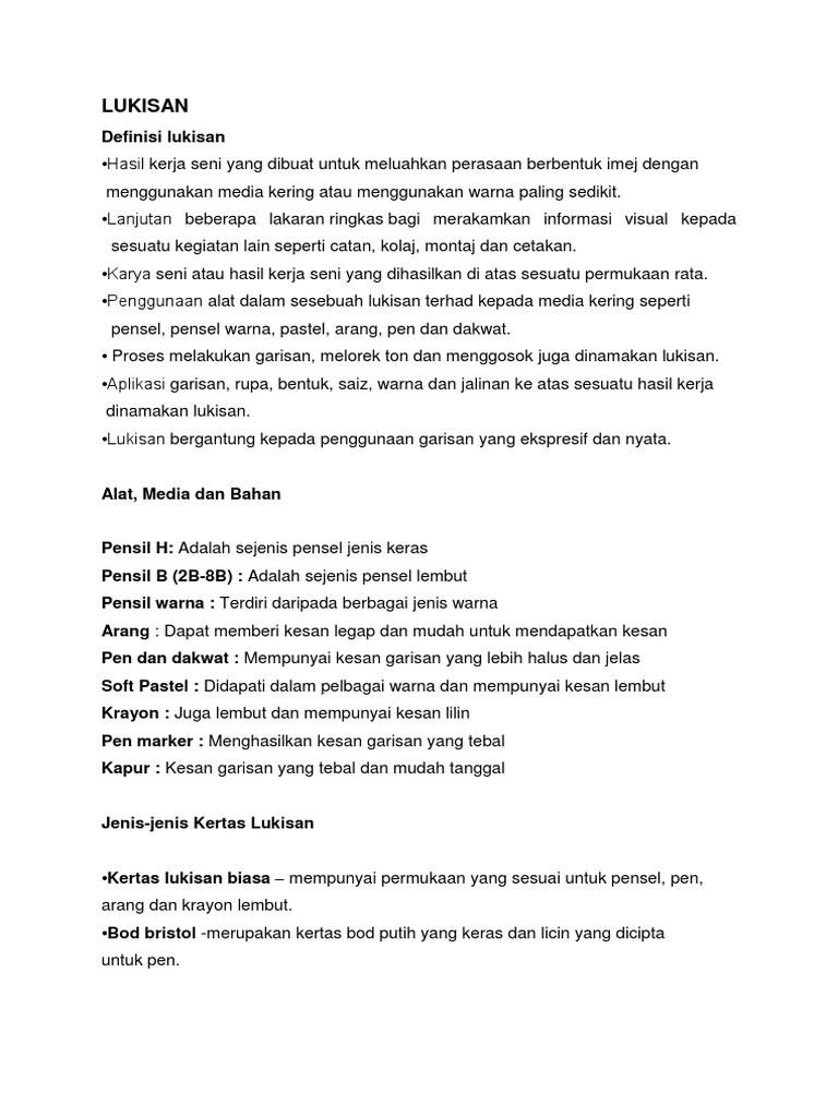 Jenis-Jenis Lukisan dan Tekniknya | PDF