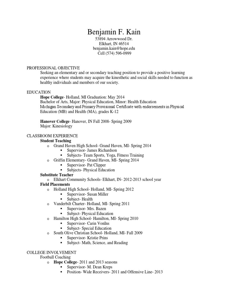 Benjamin Kains Resume 1 | PDF