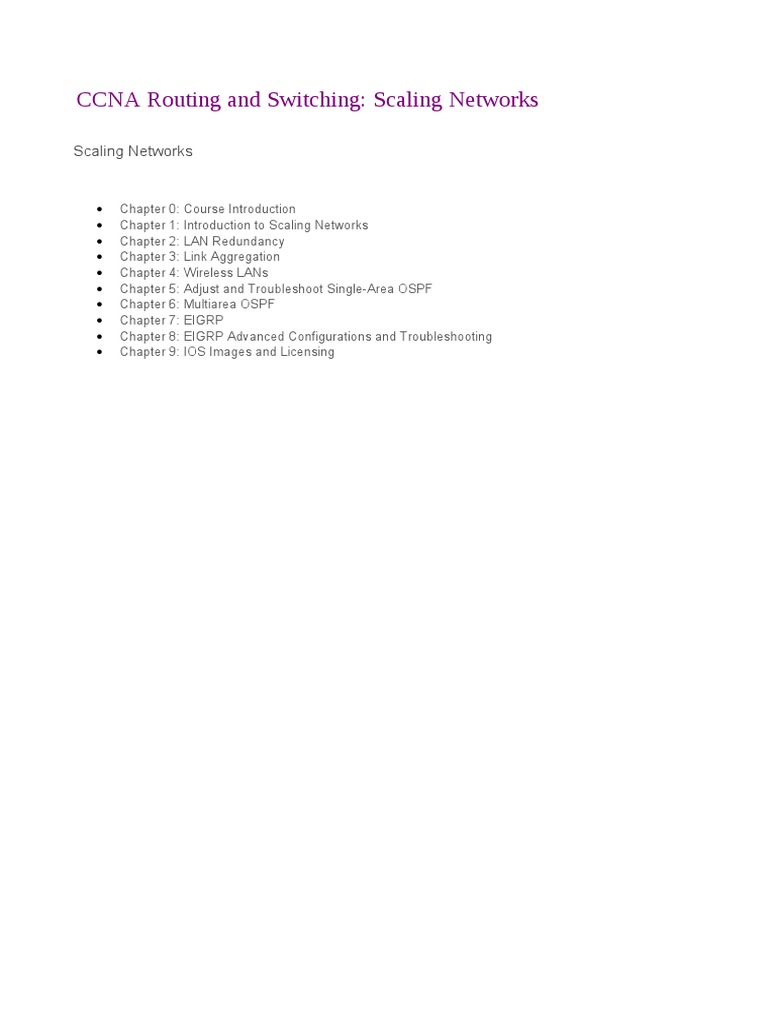 CCNA: Scaling Networks Overview | PDF | Computer Architecture | Network ...