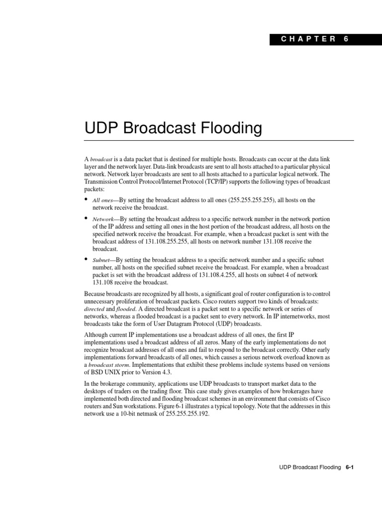 Udp Broadcast Flooding Internet Protocol Suite Computer Network