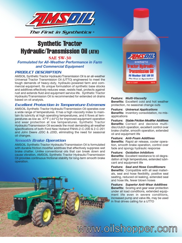Synthetic Tractor Hydraulic/Transmission Oil SAE 5W-30 (ATH) | PDF ...